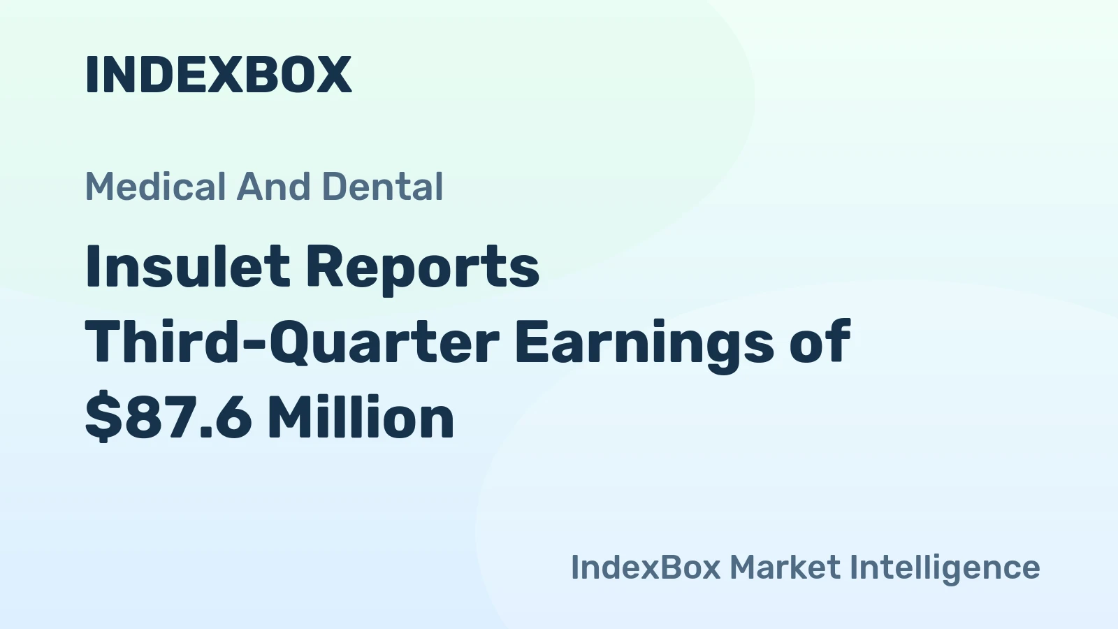 Insulet Reports Third-Quarter Earnings of $87.6 Million