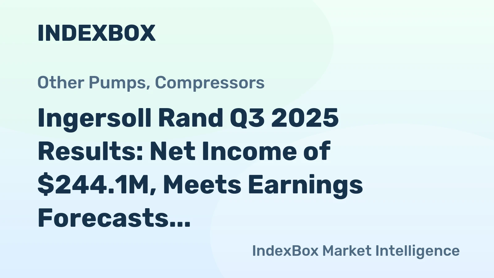 Ingersoll Rand Q3 2025 Results: Net Income of $244.1M, Meets Earnings Forecasts