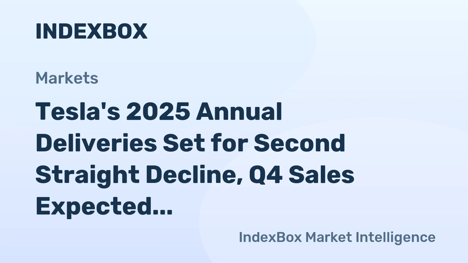 Tesla's 2025 Annual Deliveries Set for Second Straight Decline, Q4 Sales Expected to Drop