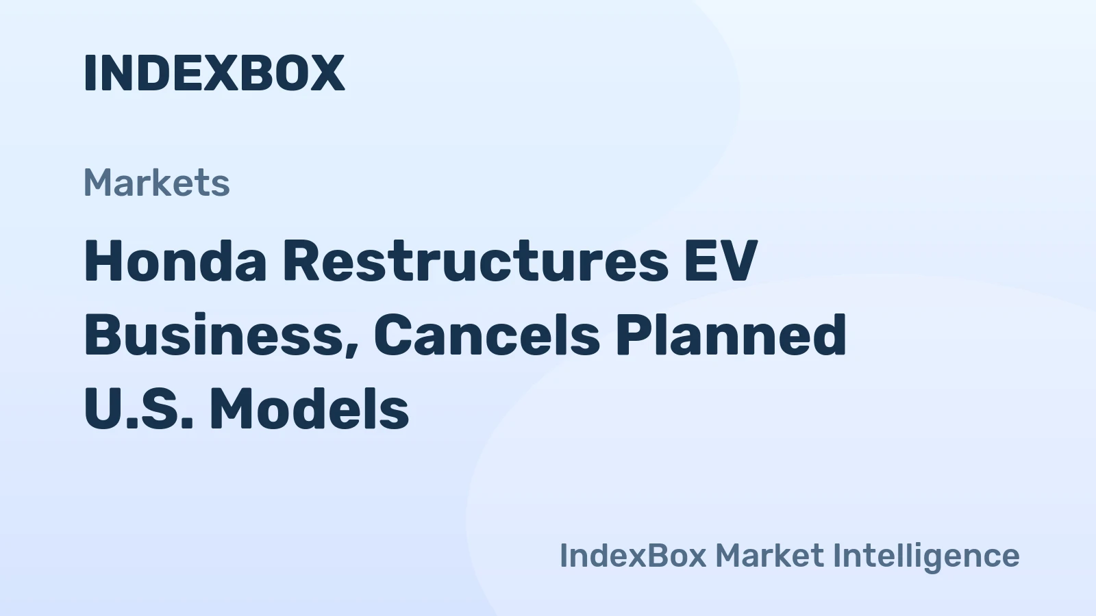 Honda Restructures EV Business, Cancels Planned U.S. Models