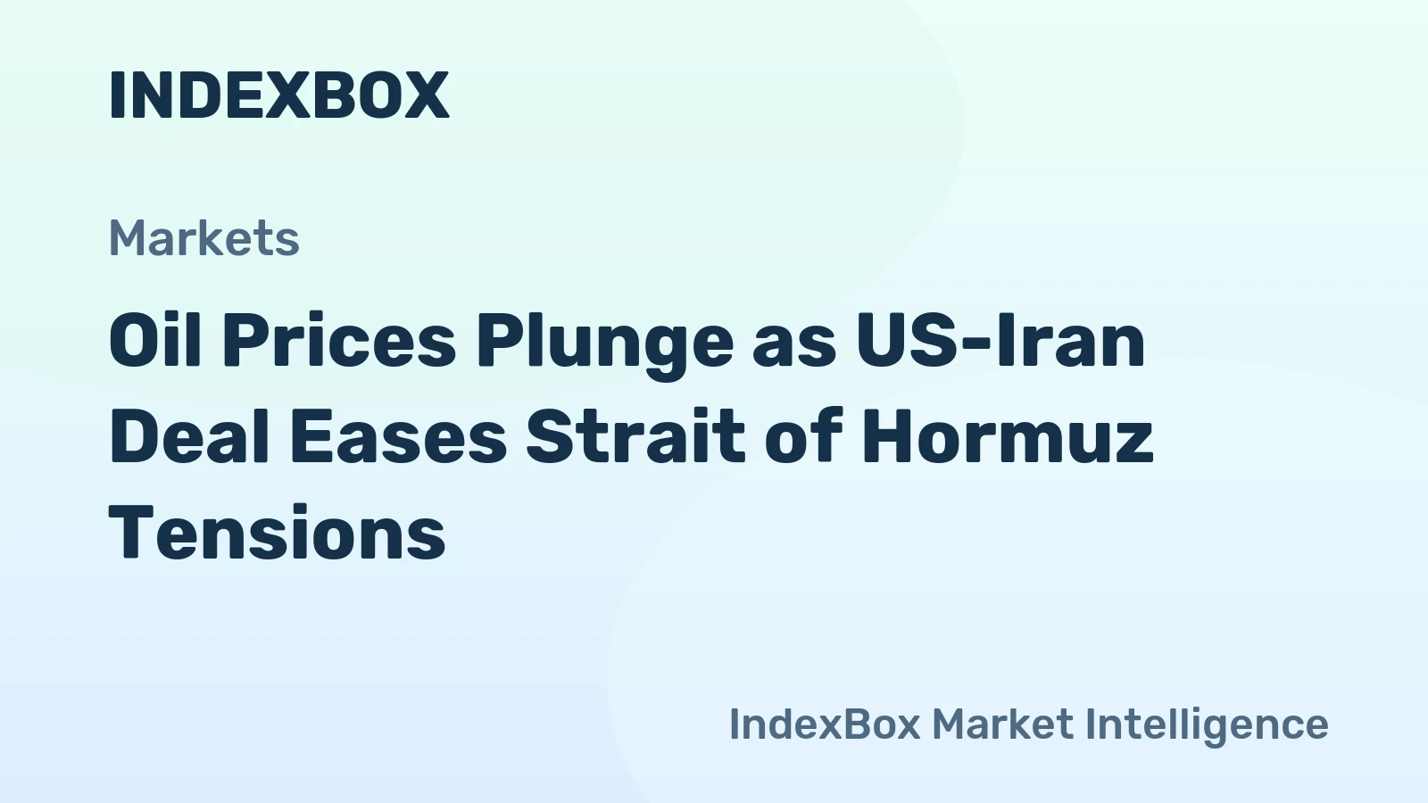 Oil Prices Plunge as US-Iran Deal Eases Strait of Hormuz Tensions