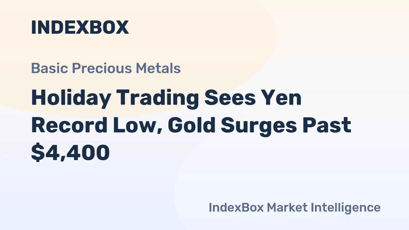 Holiday Trading Sees Yen Record Low, Gold Surges Past $4,400