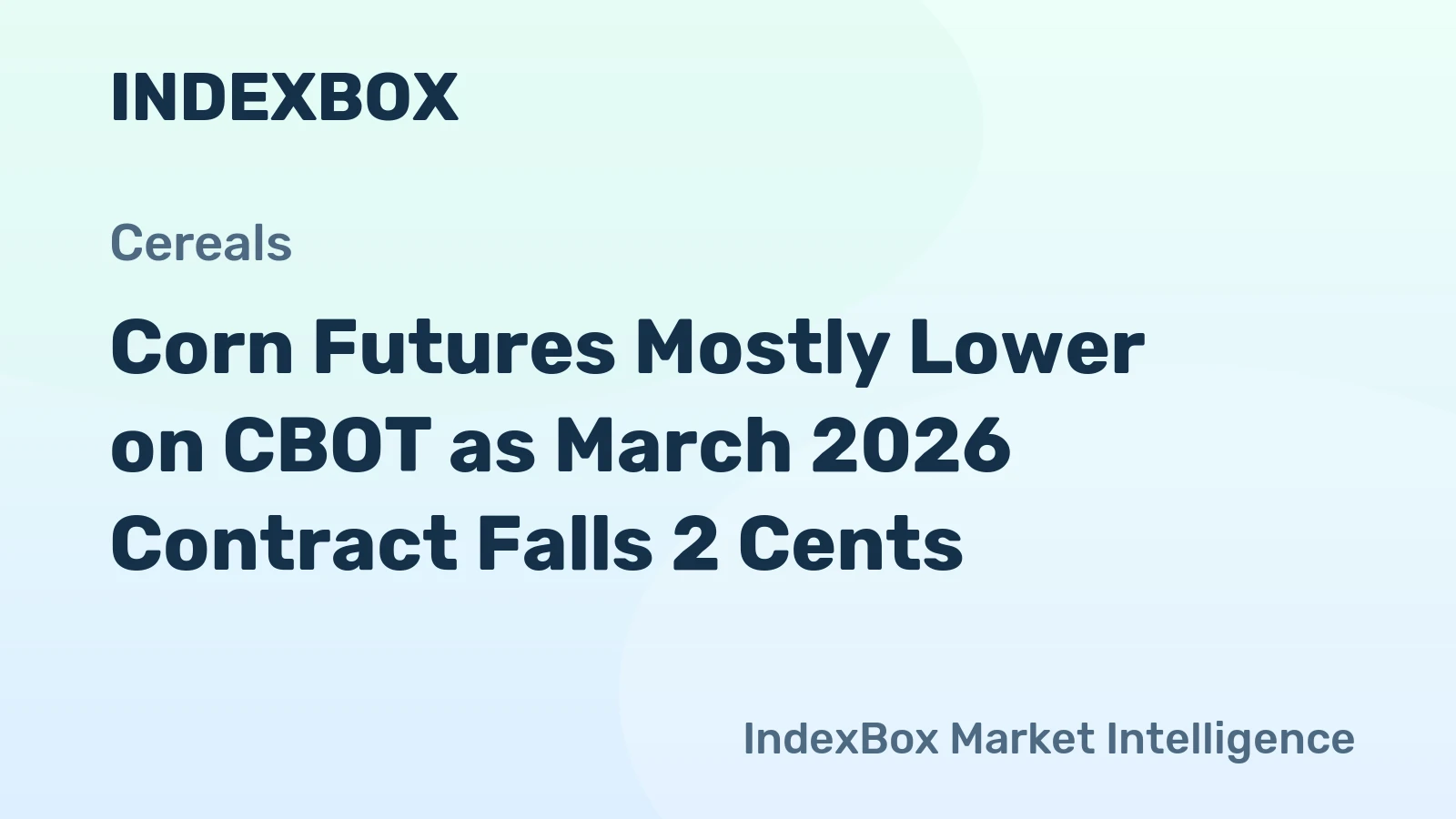 Corn Futures Mostly Lower on CBOT as March 2026 Contract Falls 2 Cents