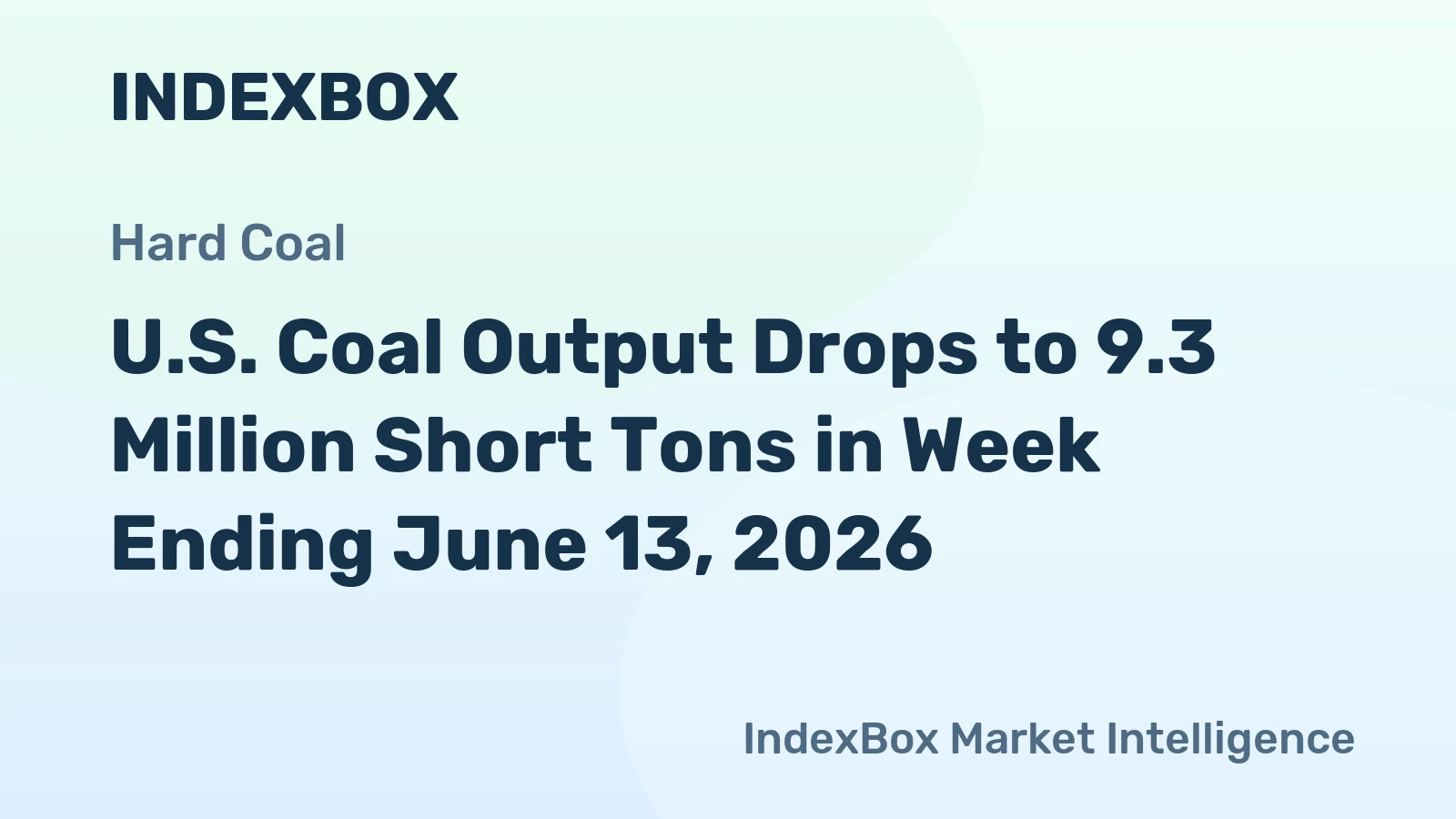 U.S. Coal Output Drops to 9.3 Million Short Tons in Week Ending June 13, 2026