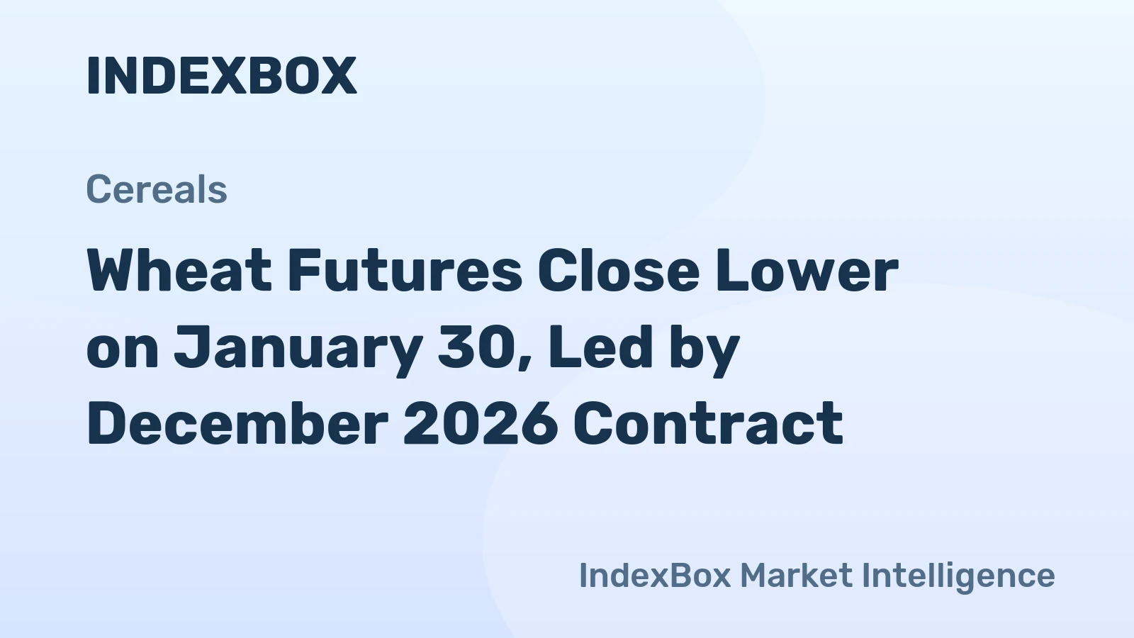 Wheat Futures Close Lower on January 30, Led by December 2026 Contract
