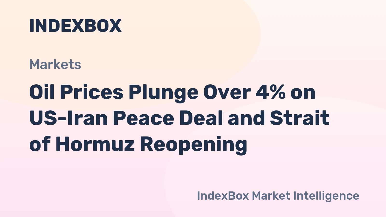 Oil Prices Plunge Over 4% on US-Iran Peace Deal and Strait of Hormuz Reopening