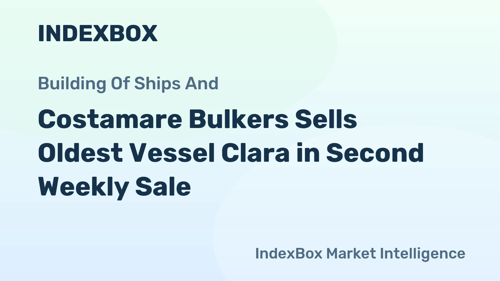 Costamare Bulkers Sells Oldest Vessel Clara in Second Weekly Sale