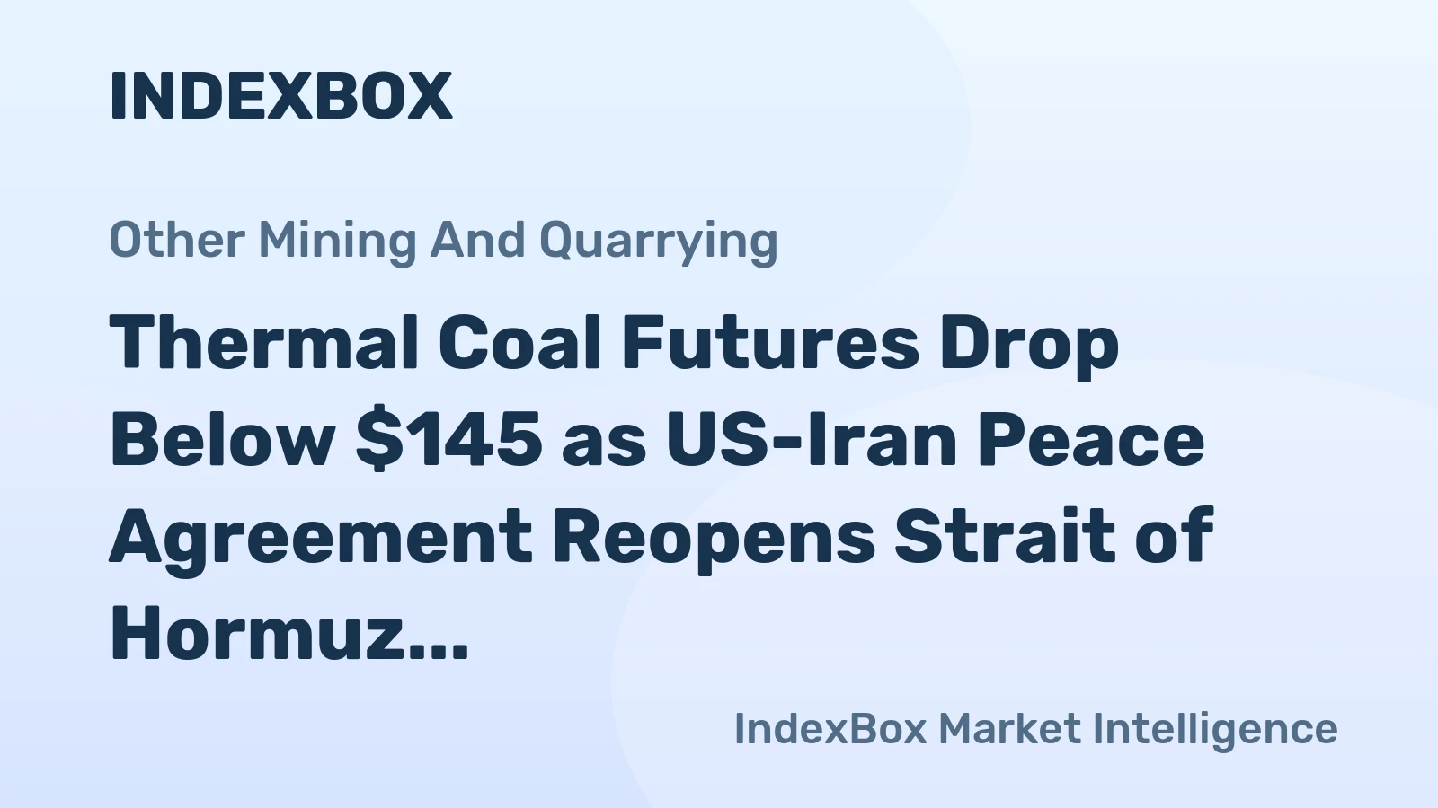 Thermal Coal Futures Drop Below $145 as US-Iran Peace Agreement Reopens Strait of Hormuz