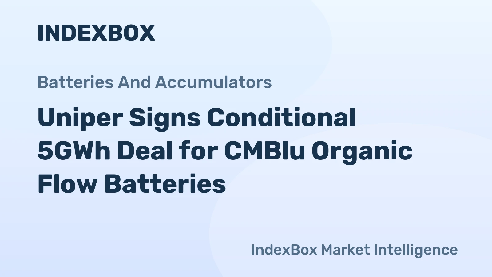 Uniper Signs Conditional 5GWh Deal for CMBlu Organic Flow Batteries