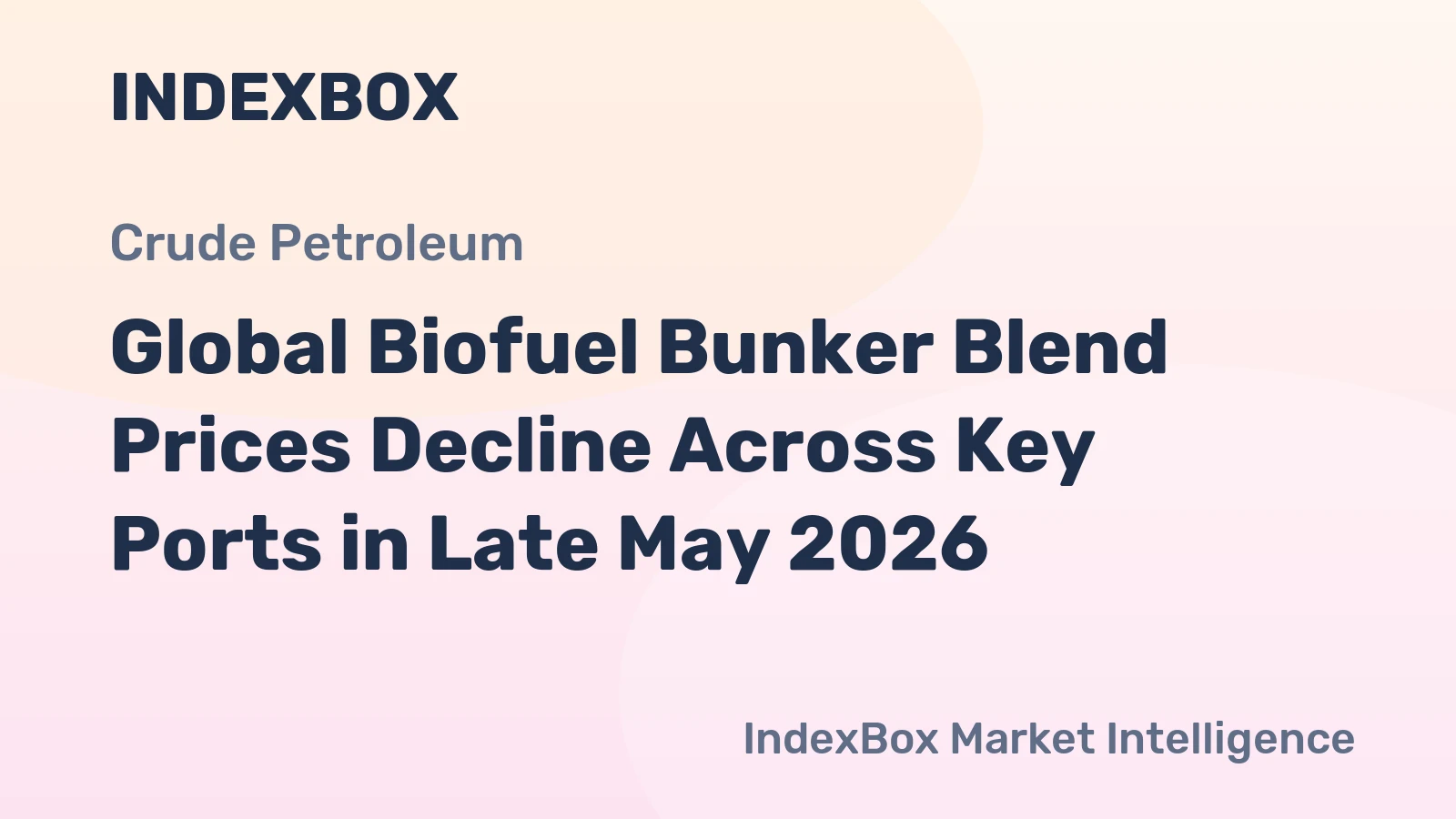 Global Biofuel Bunker Blend Prices Decline Across Key Ports in Late May 2026