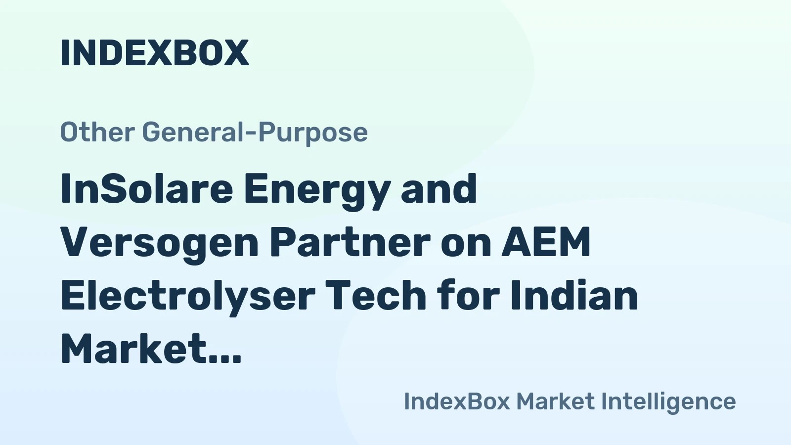 InSolare Energy and Versogen Partner on AEM Electrolyser Tech for Indian Market