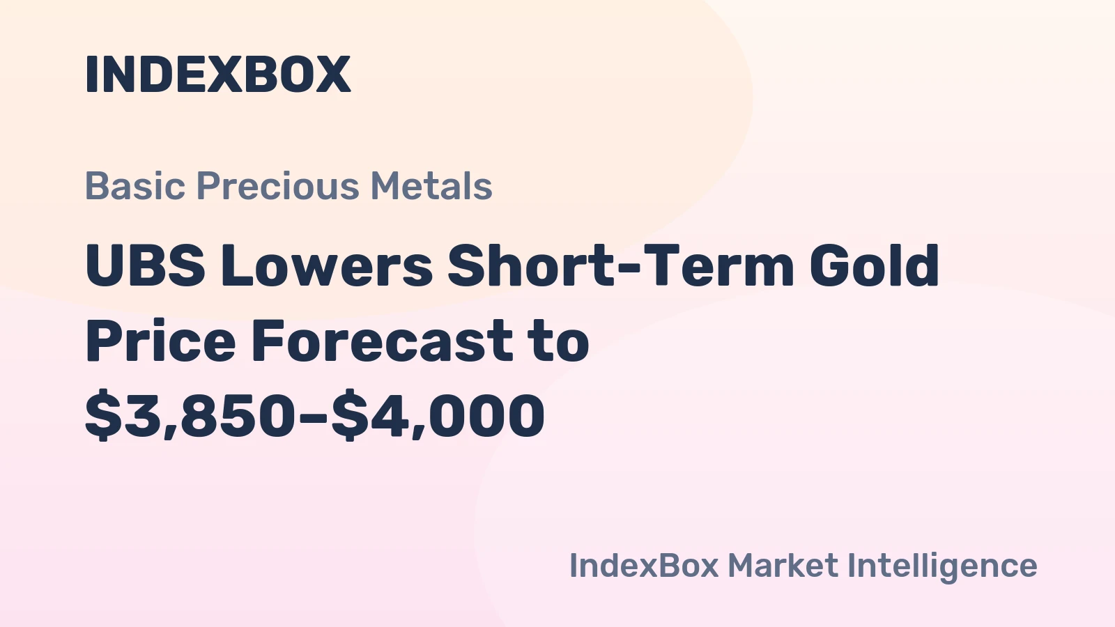 UBS Lowers Short-Term Gold Price Forecast to $3,850–$4,000