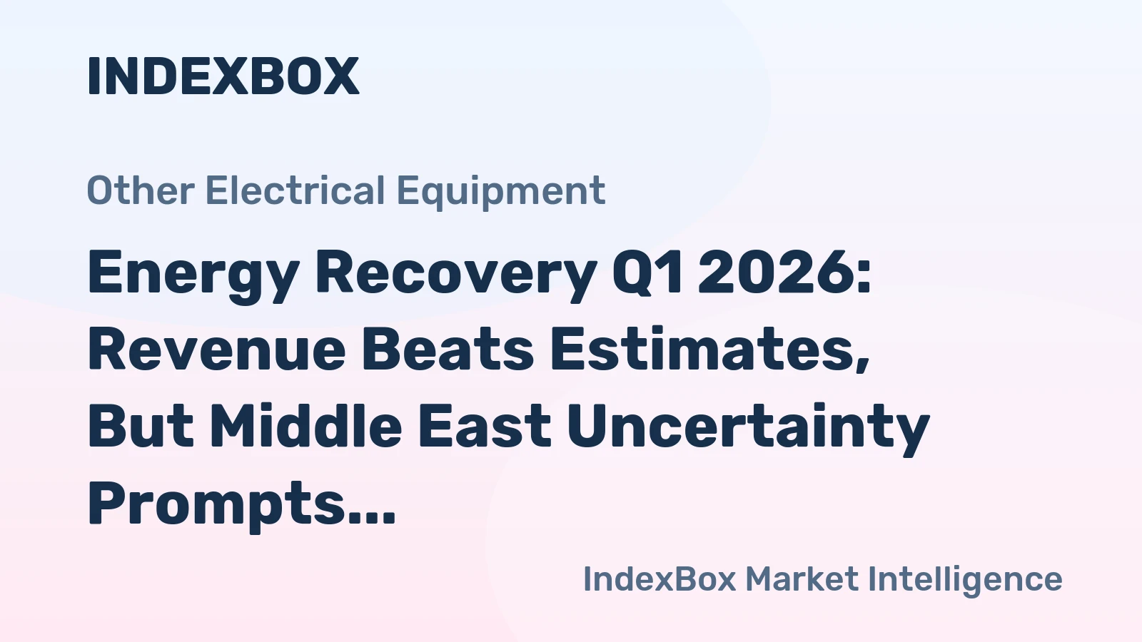 Energy Recovery Q1 2026: Revenue Beats Estimates, But Middle East Uncertainty Prompts Guidance Withdrawal