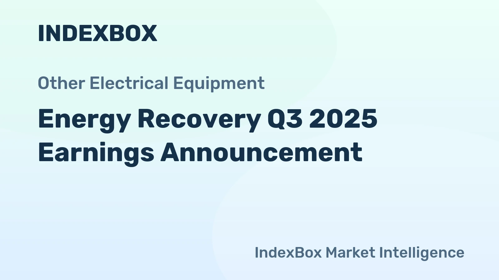 Energy Recovery Q3 2025 Earnings Announcement