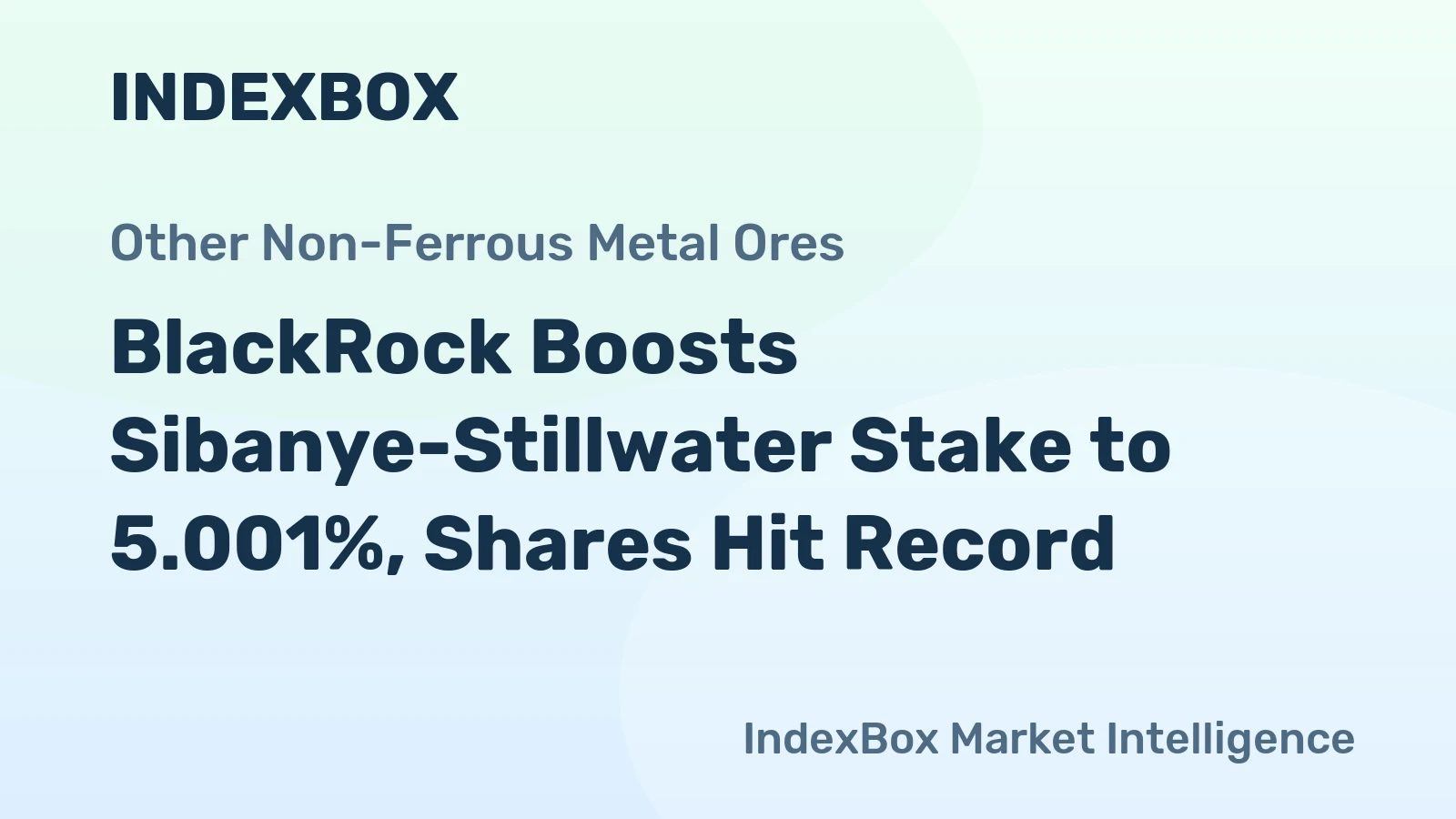 BlackRock Boosts Sibanye-Stillwater Stake to 5.001%, Shares Hit Record