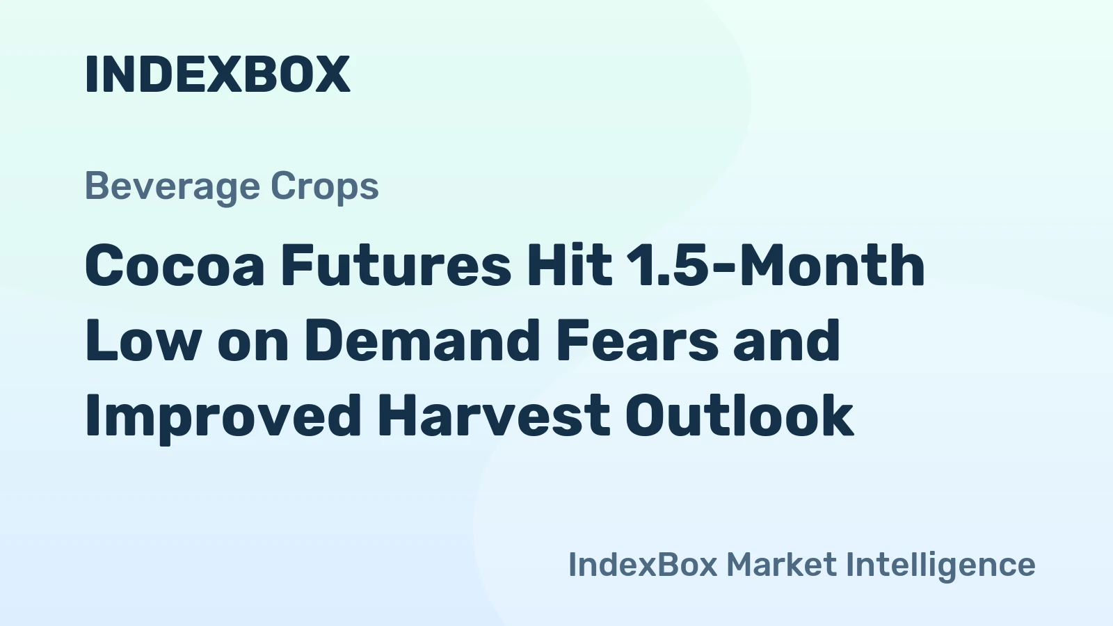 Cocoa Futures Hit 1.5-Month Low on Demand Fears and Improved Harvest Outlook
