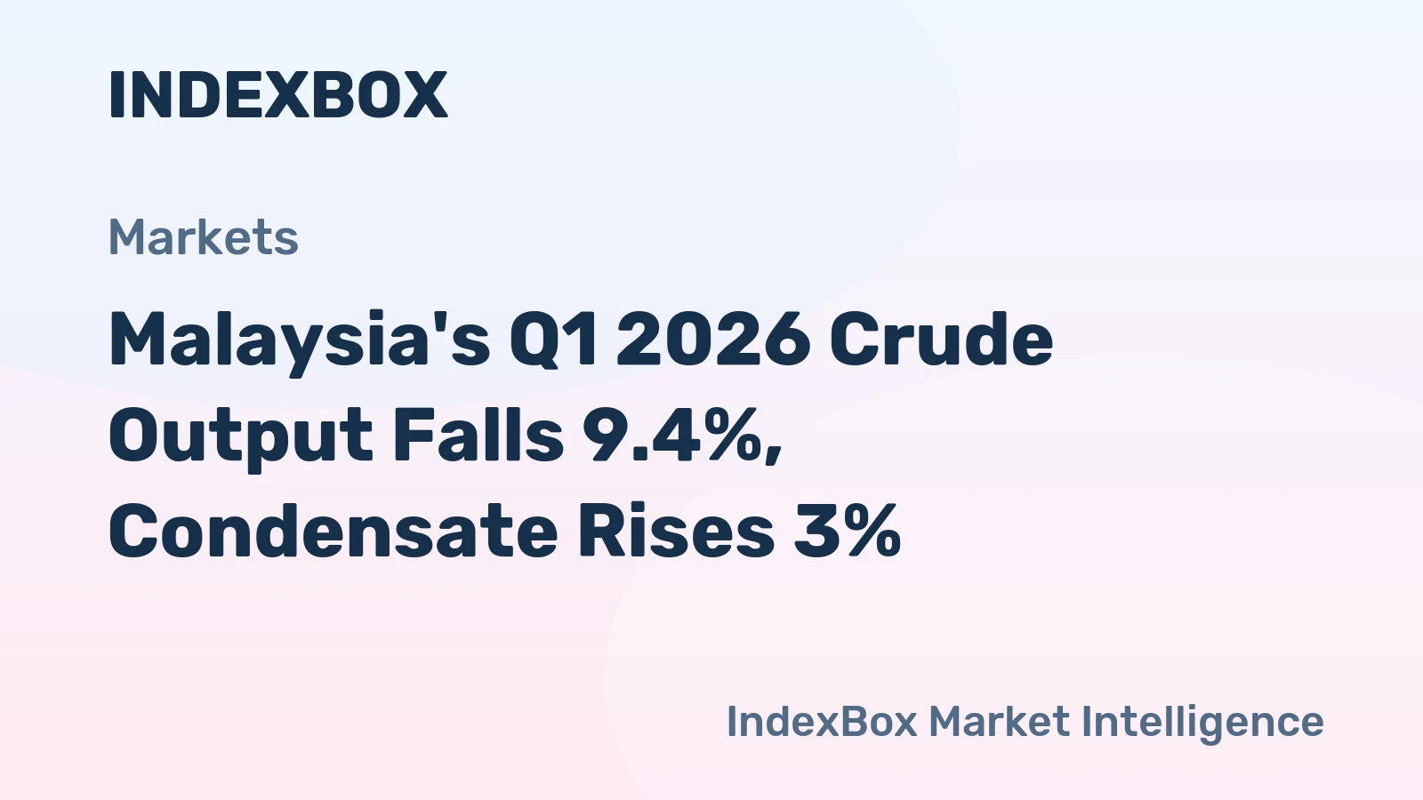 Malaysia's Q1 2026 Crude Output Falls 9.4%, Condensate Rises 3%