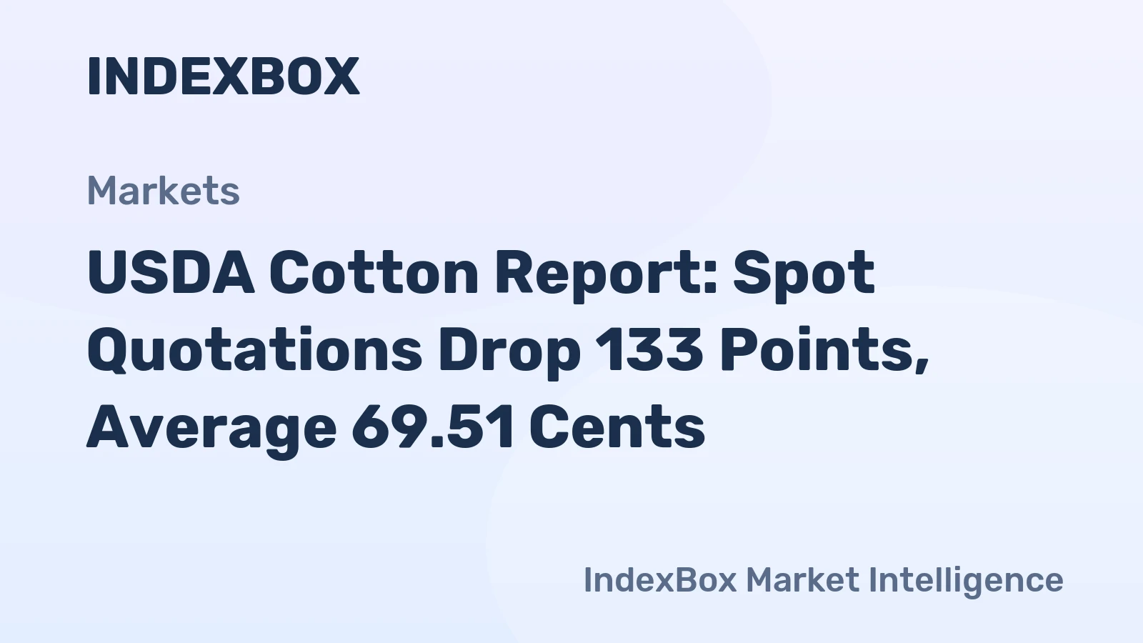 USDA Cotton Report: Spot Quotations Drop 133 Points, Average 69.51 Cents