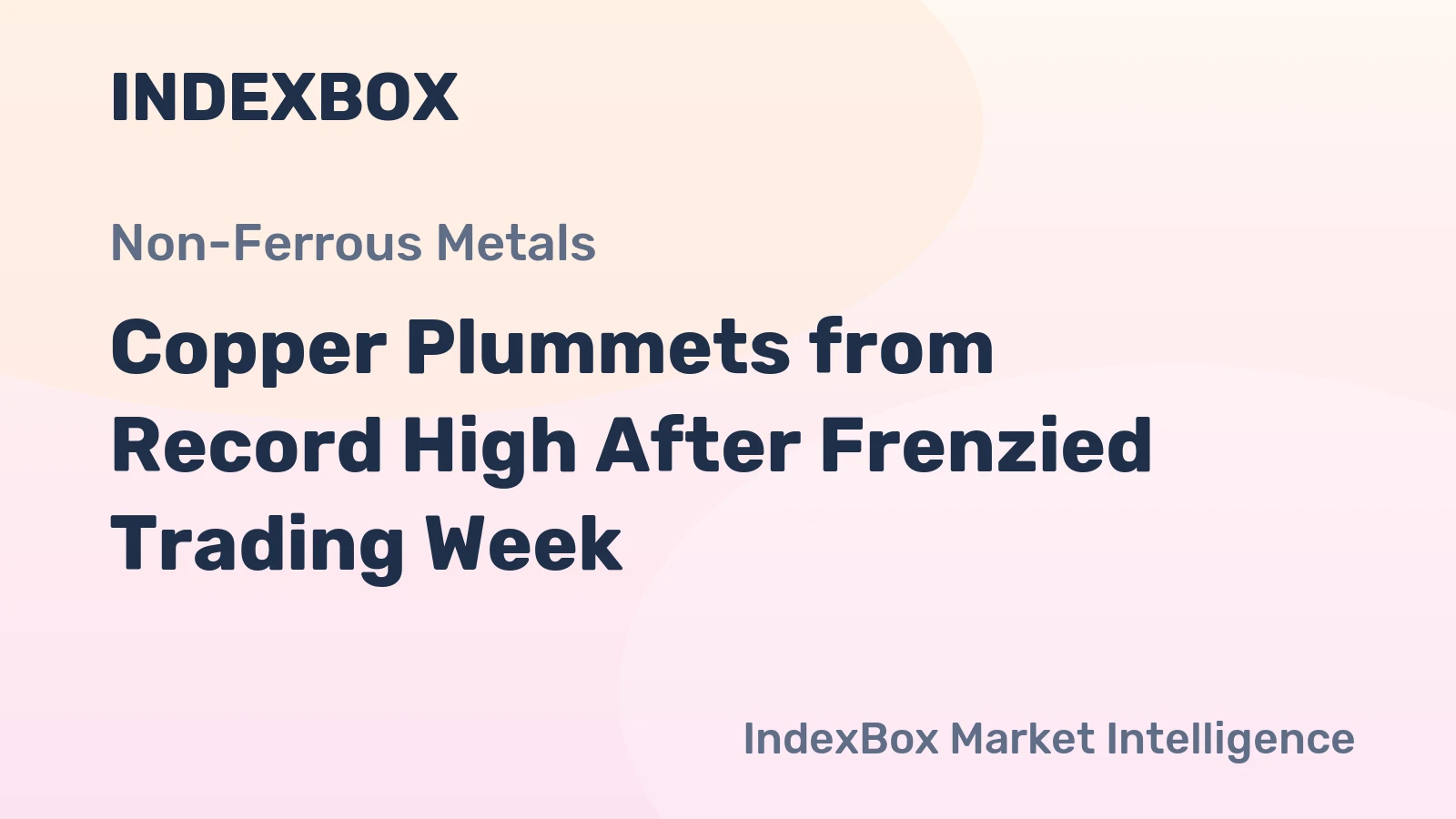 Copper Plummets from Record High After Frenzied Trading Week