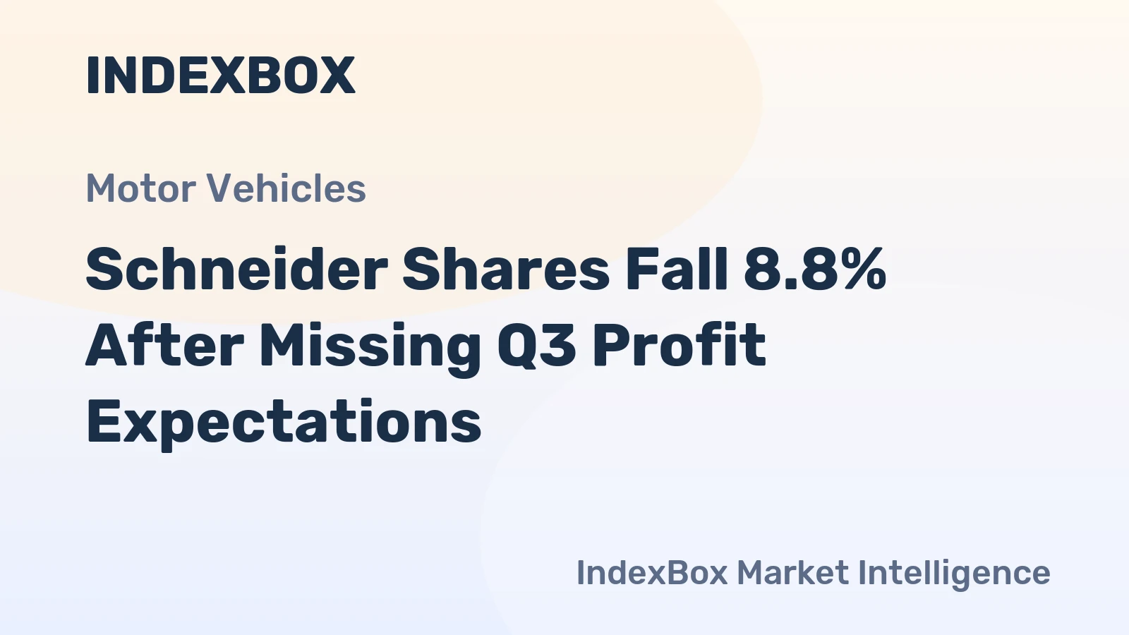 Schneider Shares Fall 8.8% After Missing Q3 Profit Expectations
