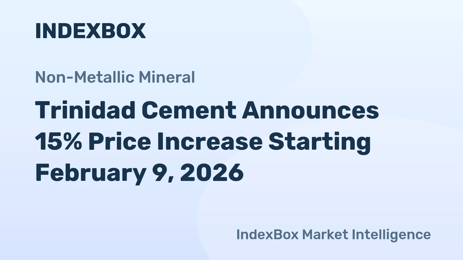 Trinidad Cement Announces 15% Price Increase Starting February 9, 2026