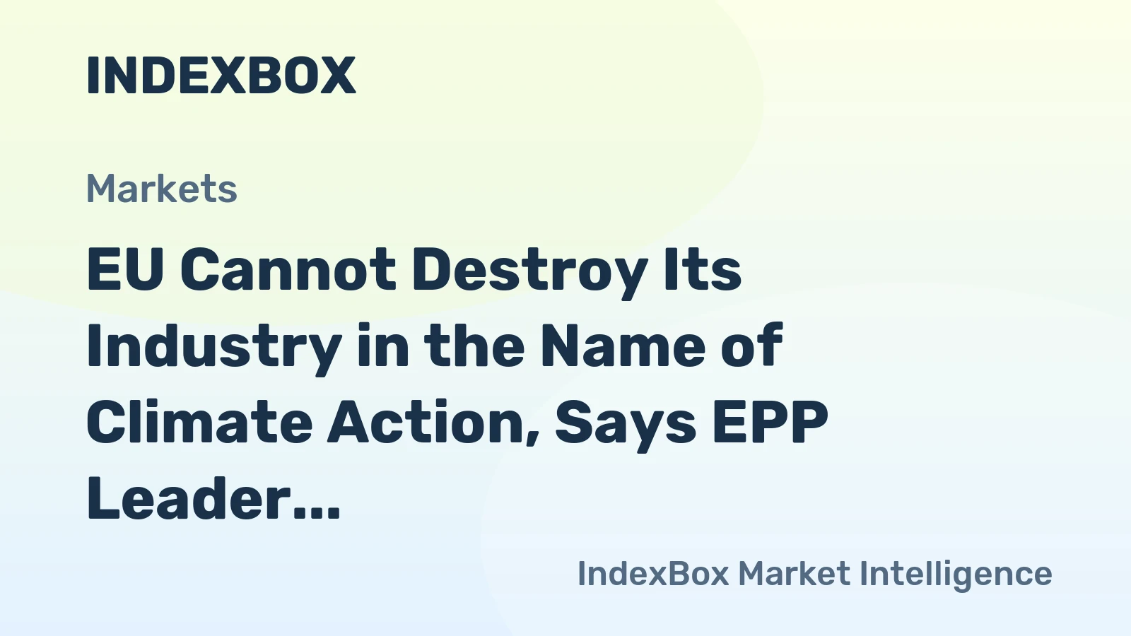 EU Cannot Destroy Its Industry in the Name of Climate Action, Says EPP Leader Manfred Weber