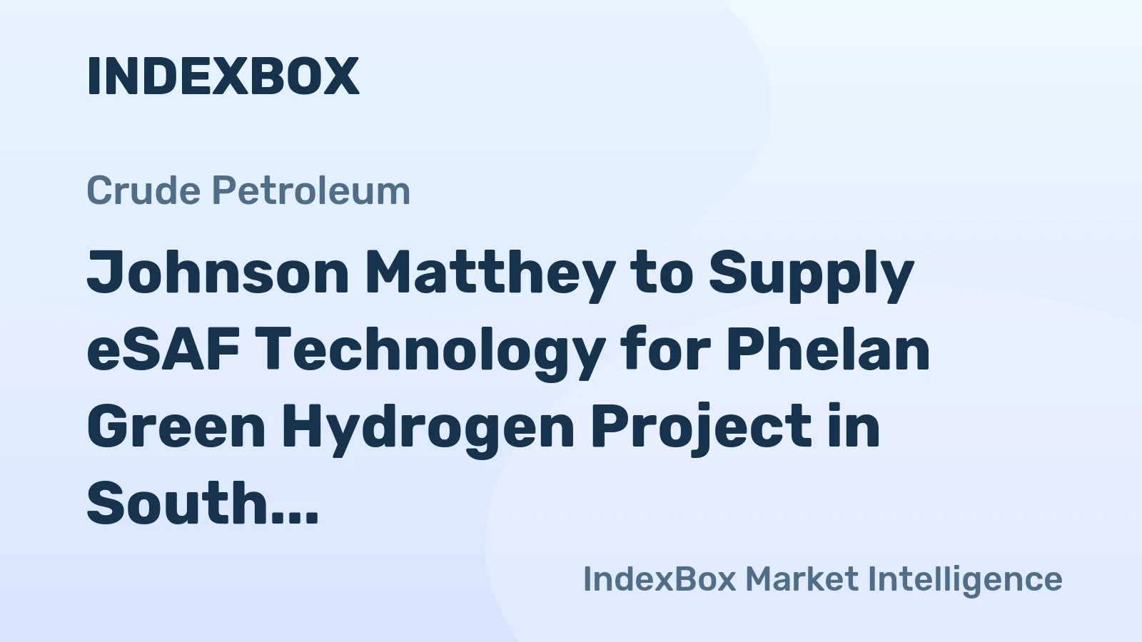 Johnson Matthey to Supply eSAF Technology for Phelan Green Hydrogen Project in South Africa
