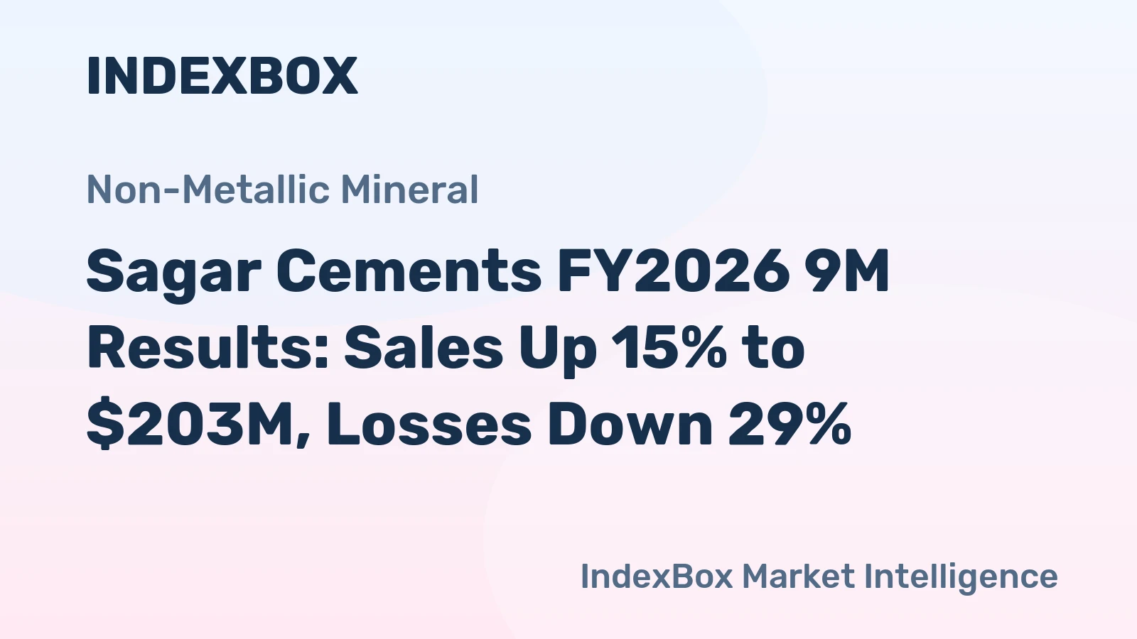 Sagar Cements FY2026 9M Results: Sales Up 15% to $203M, Losses Down 29%
