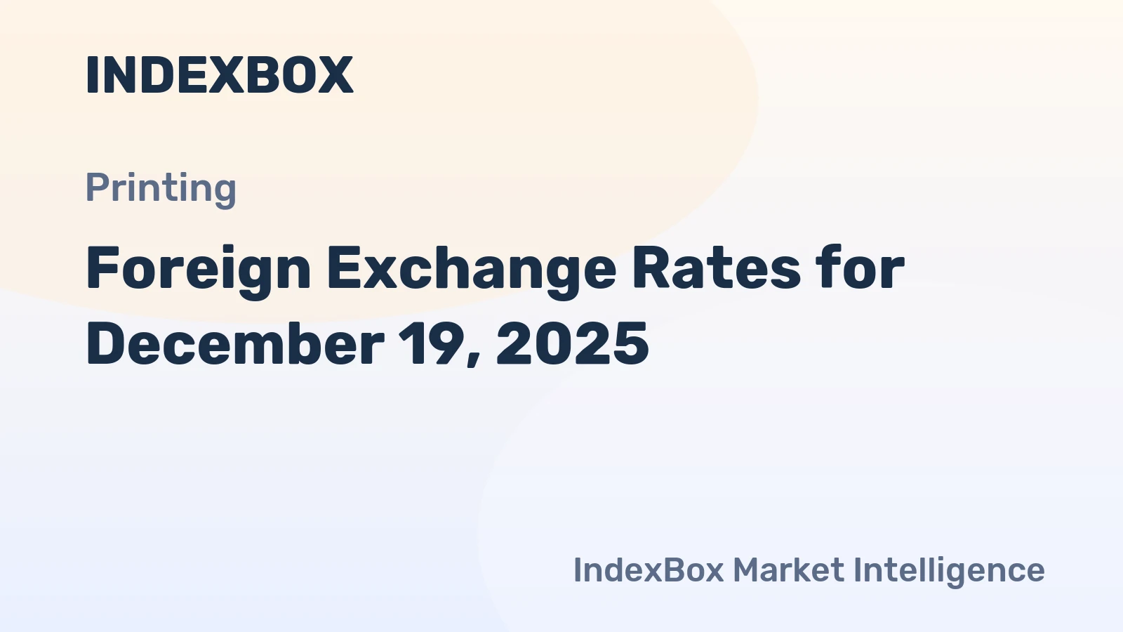 Foreign Exchange Rates for December 19, 2025