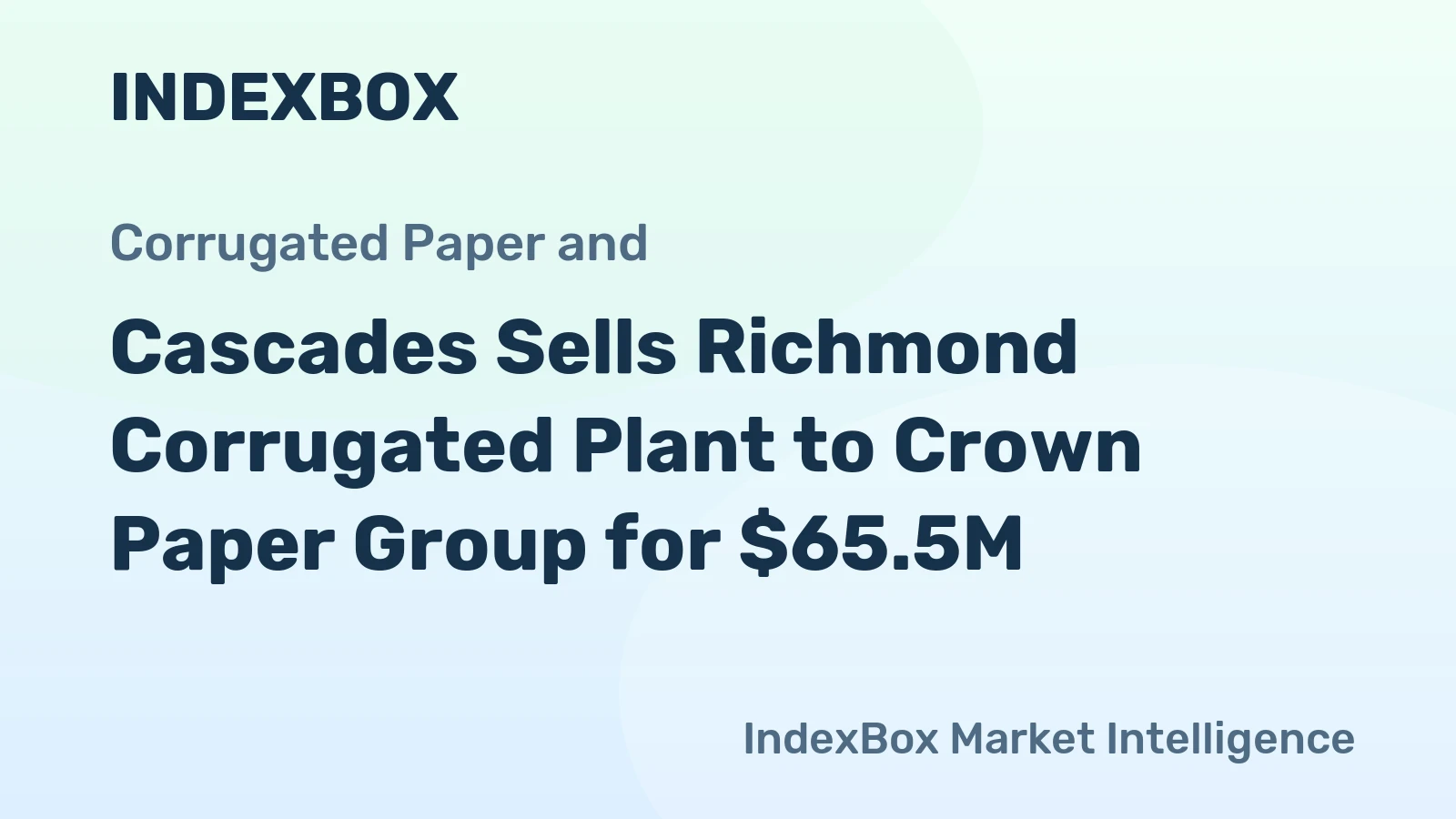 Cascades Sells Richmond Corrugated Plant to Crown Paper Group for $65.5M