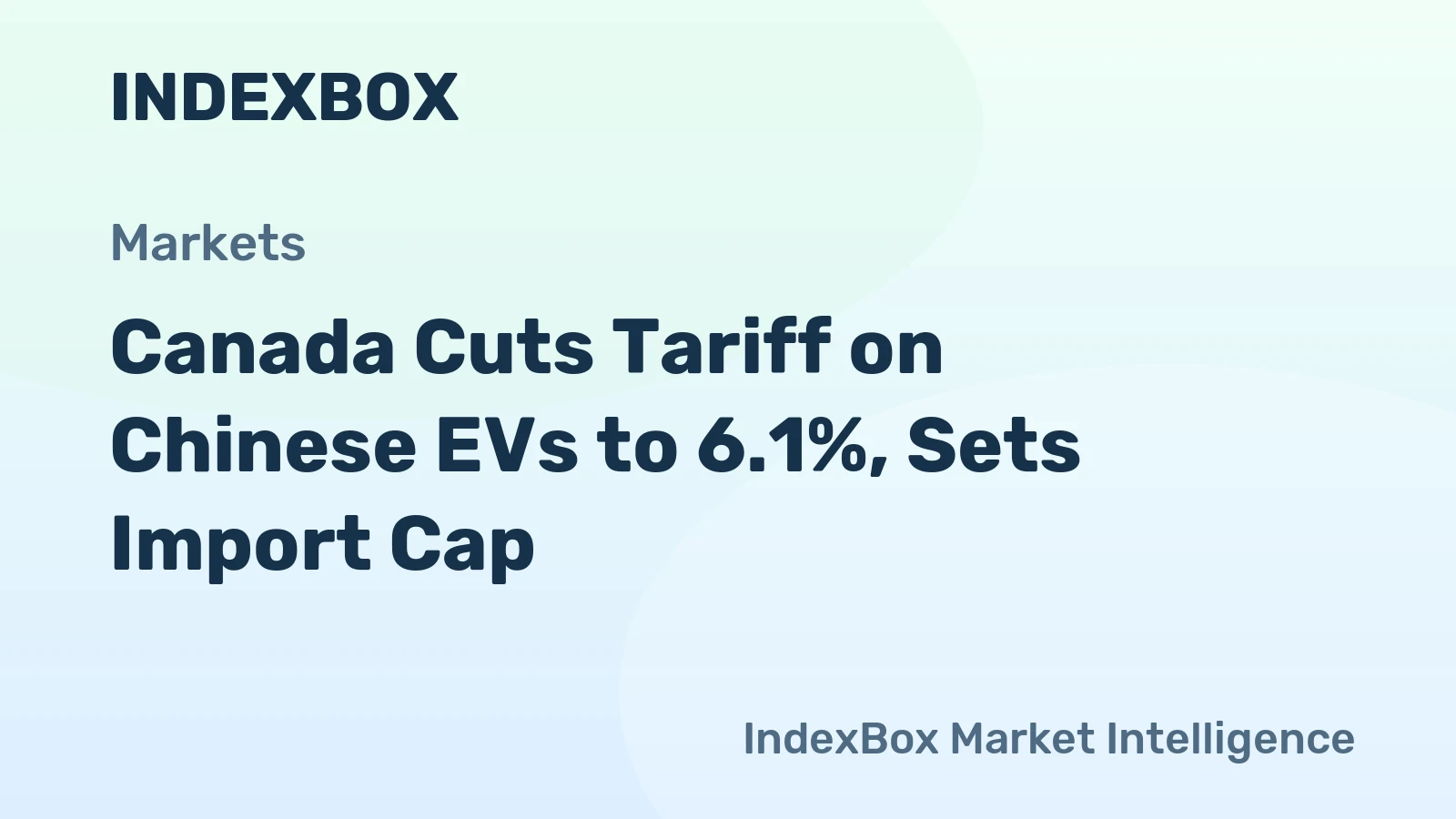 Canada Cuts Tariff on Chinese EVs to 6.1%, Sets Import Cap