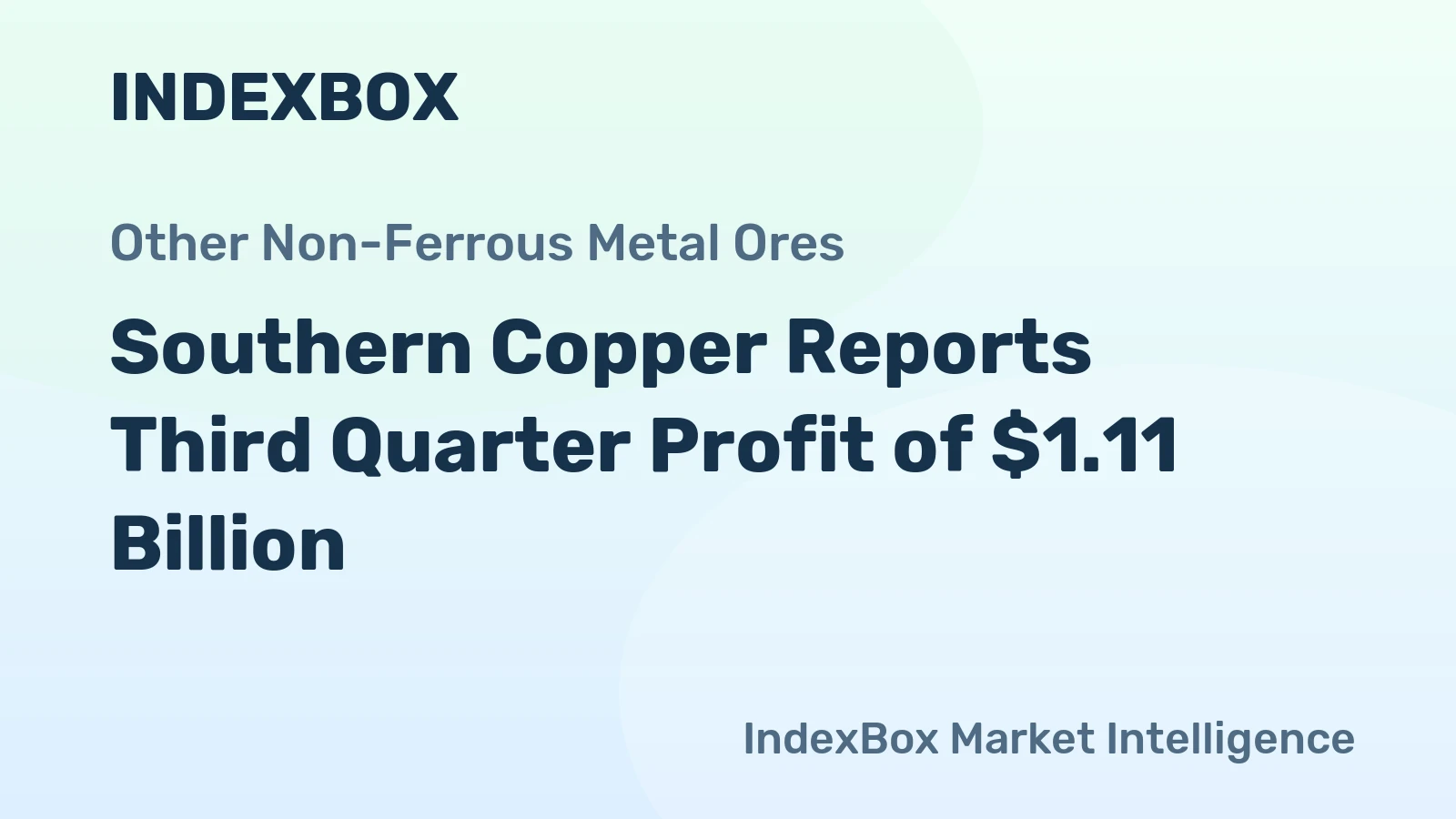 Southern Copper Reports Third Quarter Profit of $1.11 Billion