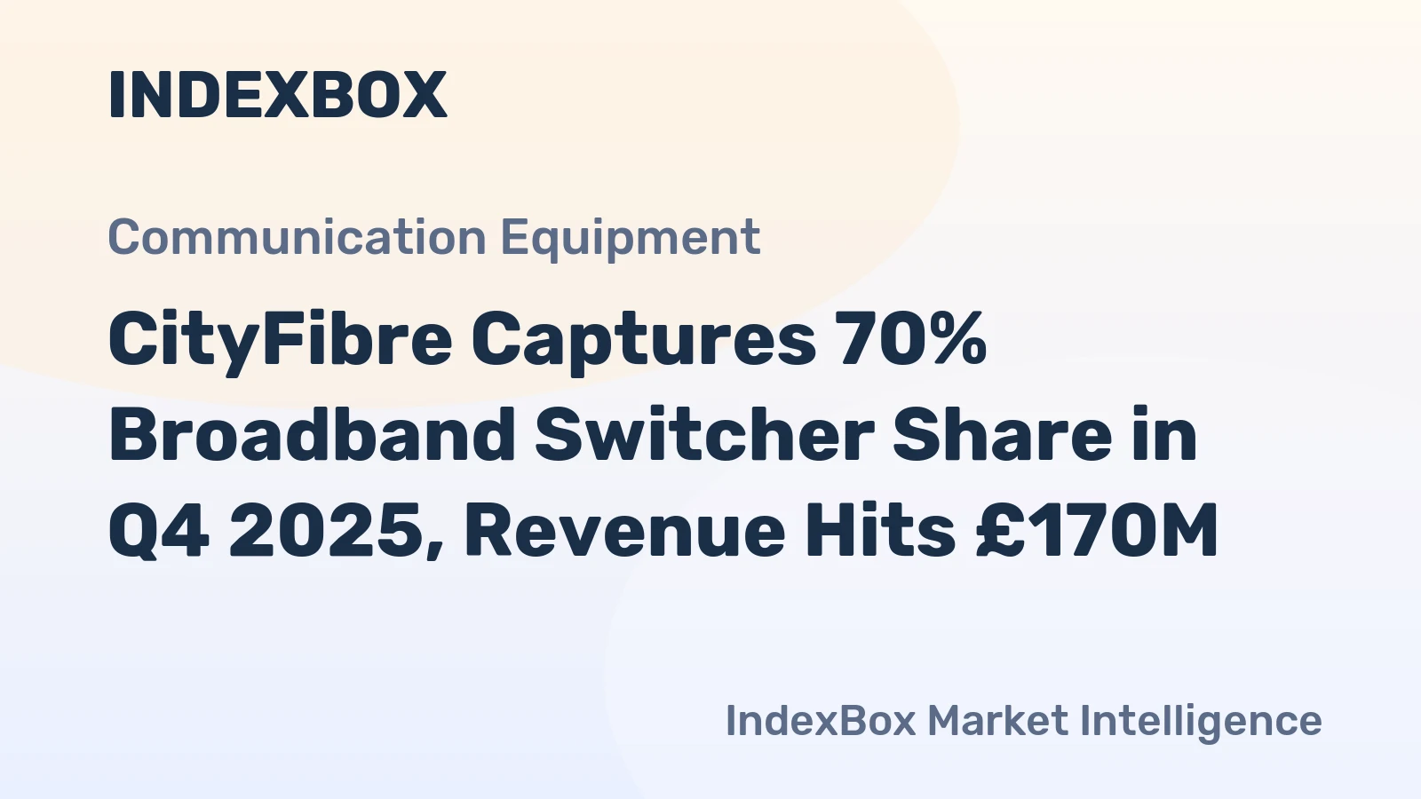 CityFibre Captures 70% Broadband Switcher Share in Q4 2025, Revenue Hits £170M