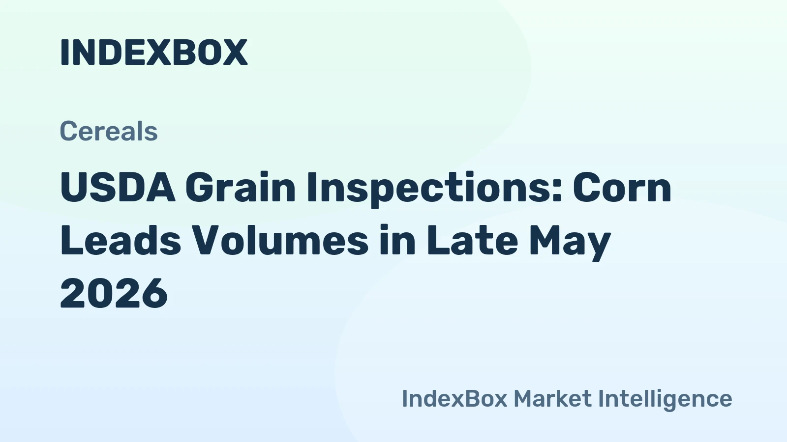 USDA Grain Inspections: Corn Leads Volumes in Late May 2026