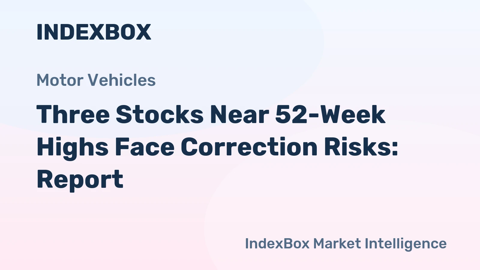 Three Stocks Near 52-Week Highs Face Correction Risks: Report