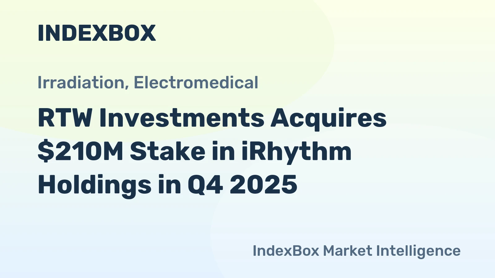 RTW Investments Acquires $210M Stake in iRhythm Holdings in Q4 2025