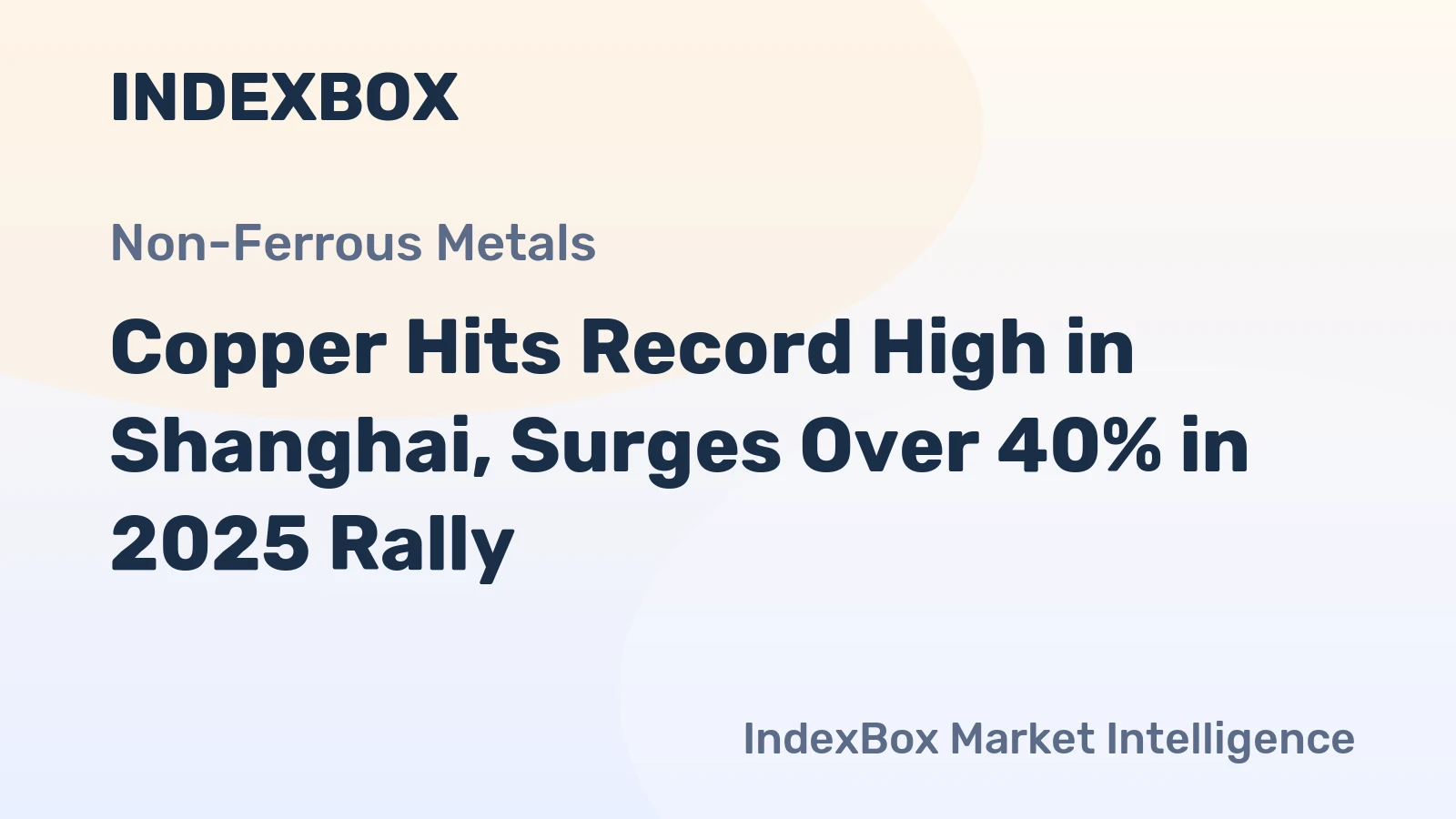 Copper Hits Record High in Shanghai, Surges Over 40% in 2025 Rally