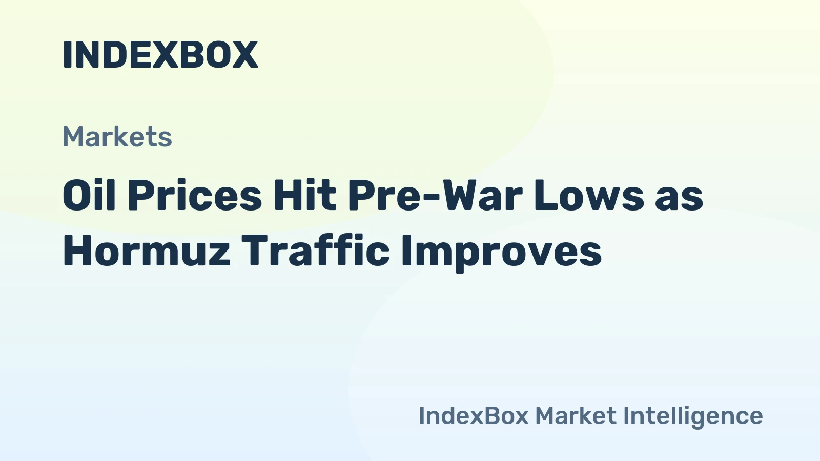 Oil Prices Hit Pre-War Lows as Hormuz Traffic Improves