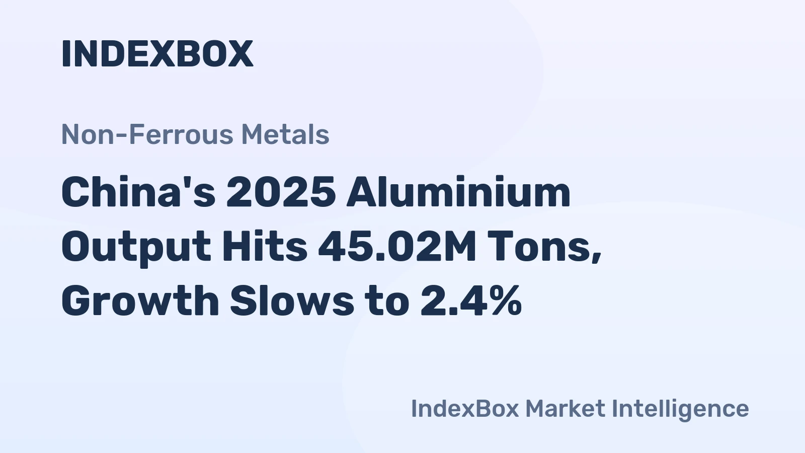 China's 2025 Aluminium Output Hits 45.02M Tons, Growth Slows to 2.4%