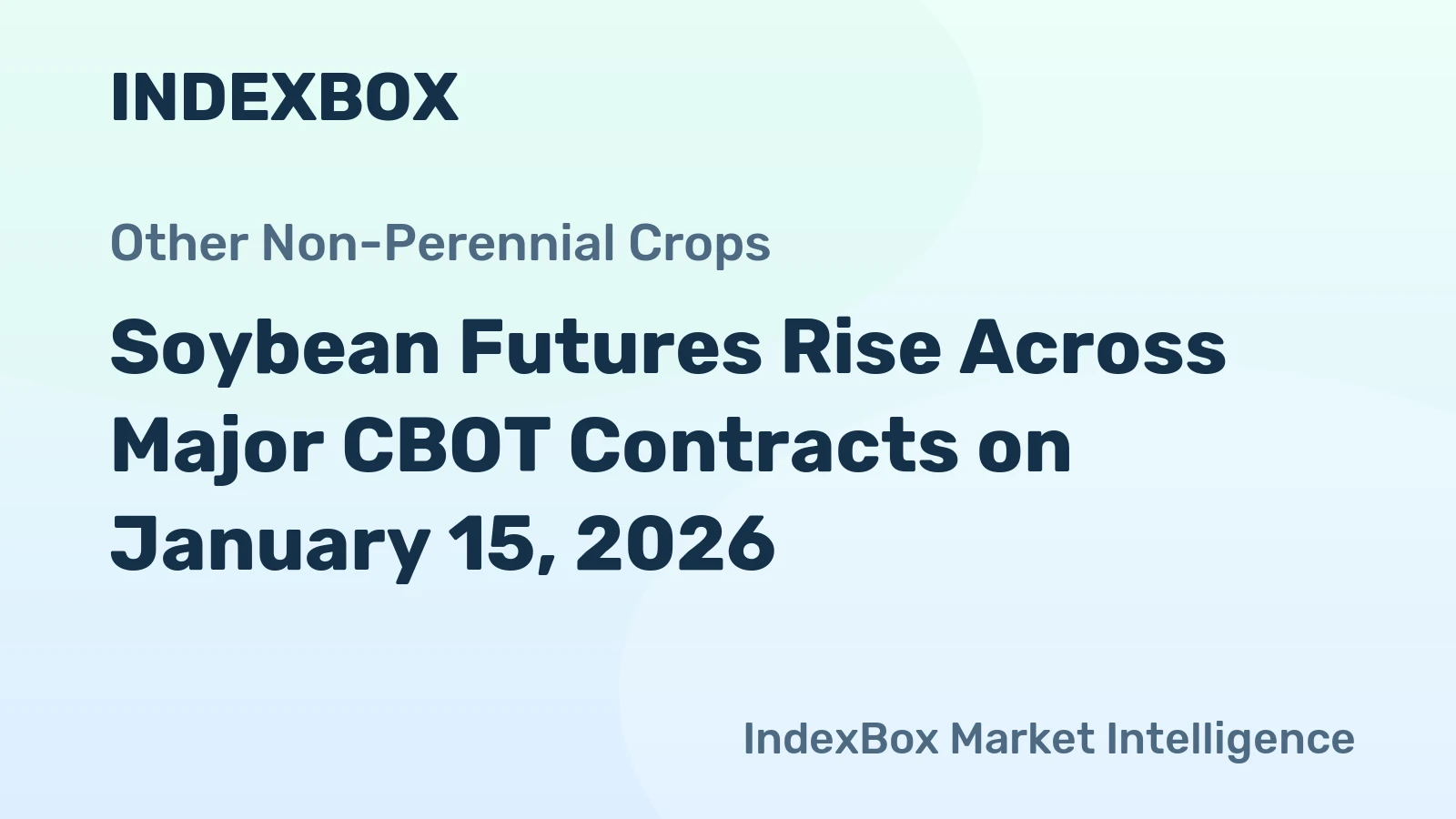 Soybean Futures Rise Across Major CBOT Contracts on January 15, 2026