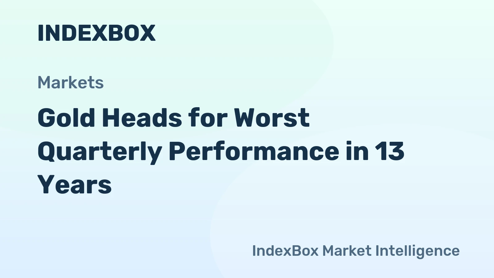 Gold Heads for Worst Quarterly Performance in 13 Years