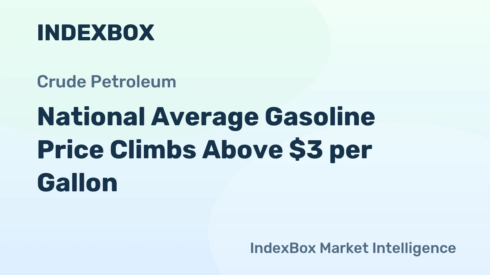 National Average Gasoline Price Climbs Above $3 per Gallon
