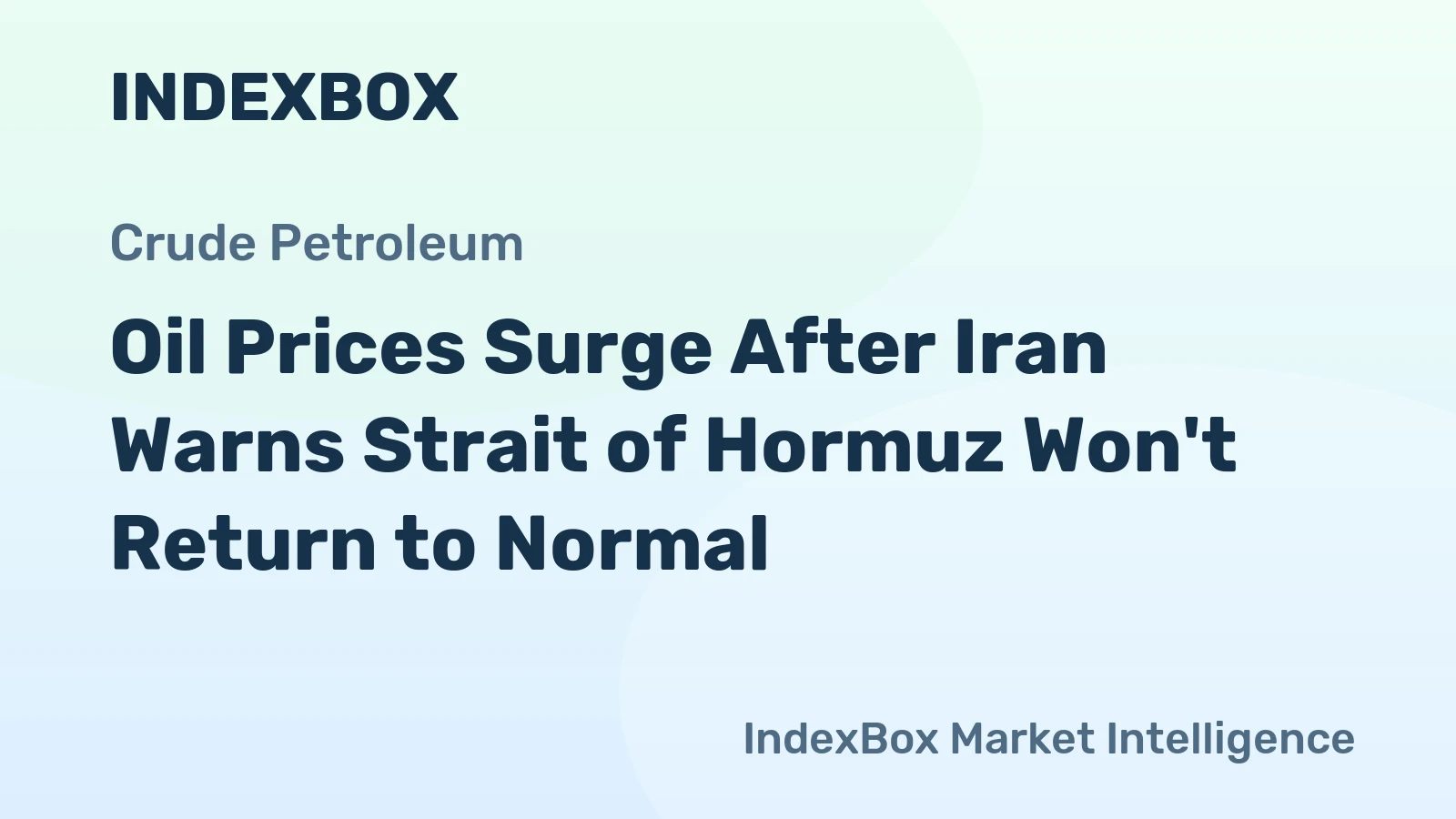 Oil Prices Surge After Iran Warns Strait of Hormuz Won't Return to Normal