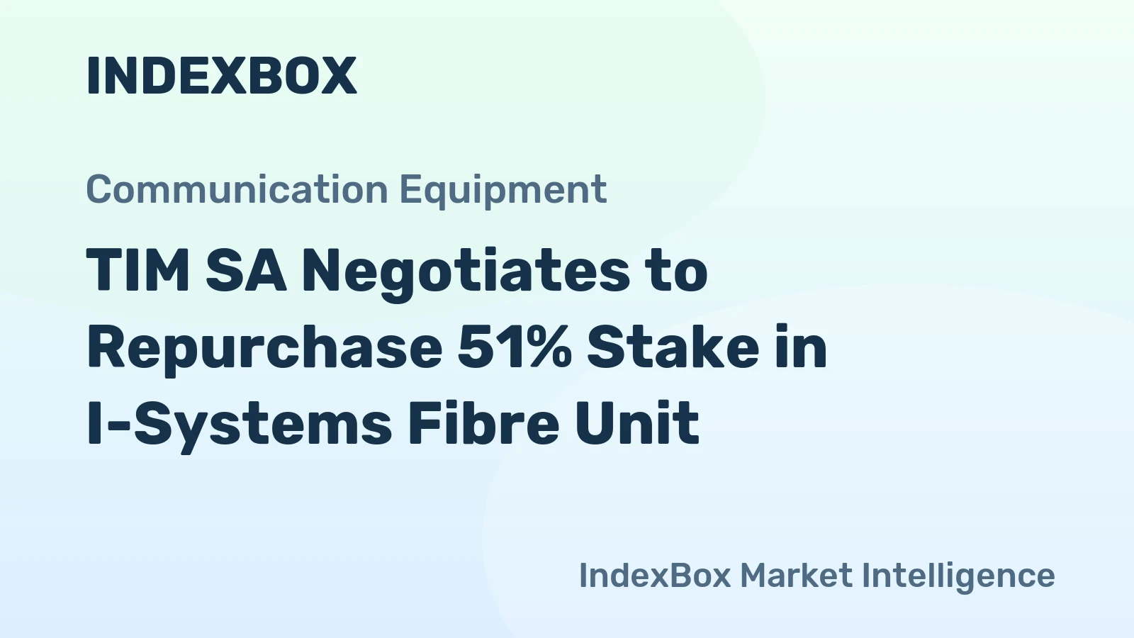TIM SA Negotiates to Repurchase 51% Stake in I-Systems Fibre Unit