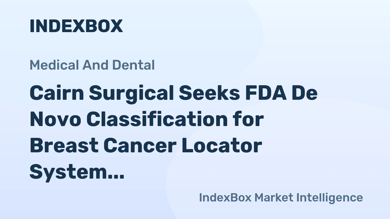 Cairn Surgical Seeks FDA De Novo Classification for Breast Cancer Locator System