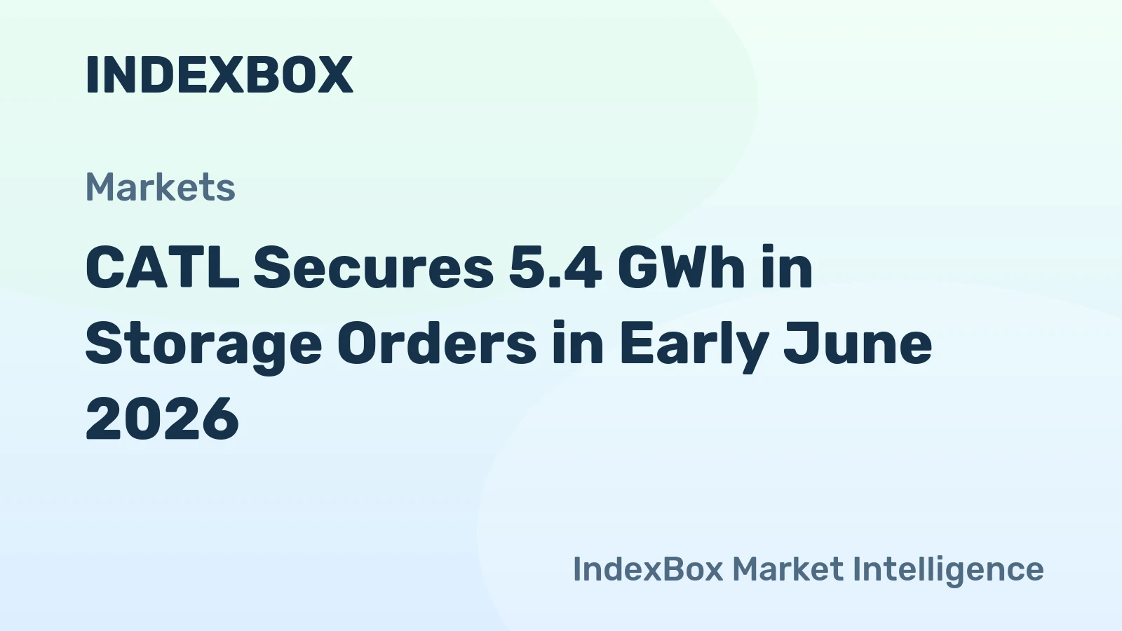 CATL Secures 5.4 GWh in Storage Orders in Early June 2026