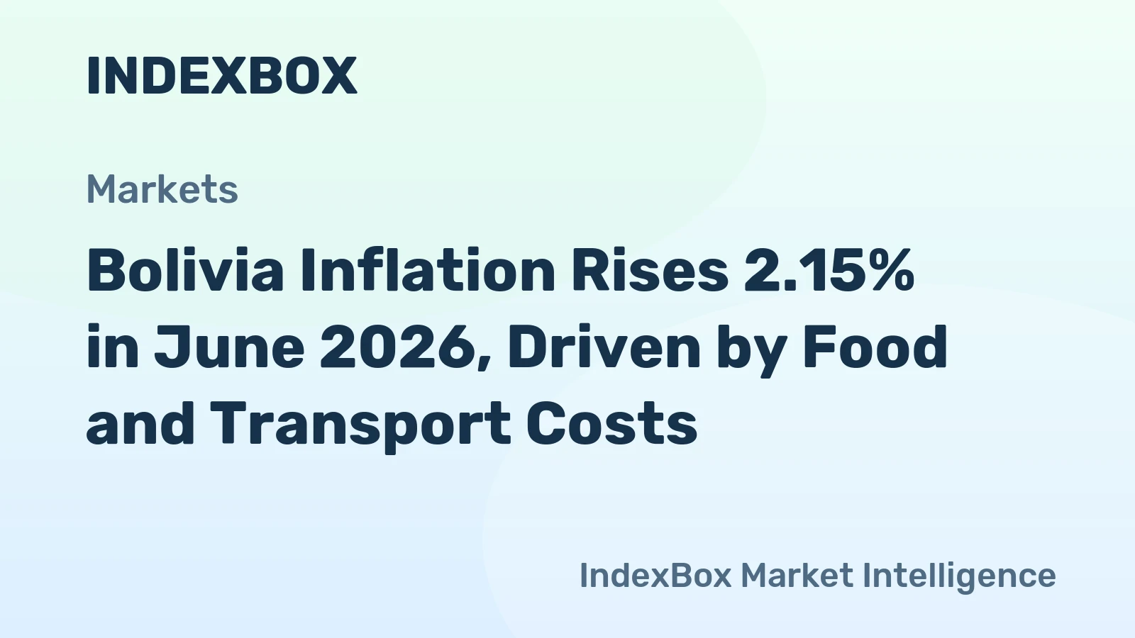 Bolivia Inflation Rises 2.15% in June 2026, Driven by Food and Transport Costs