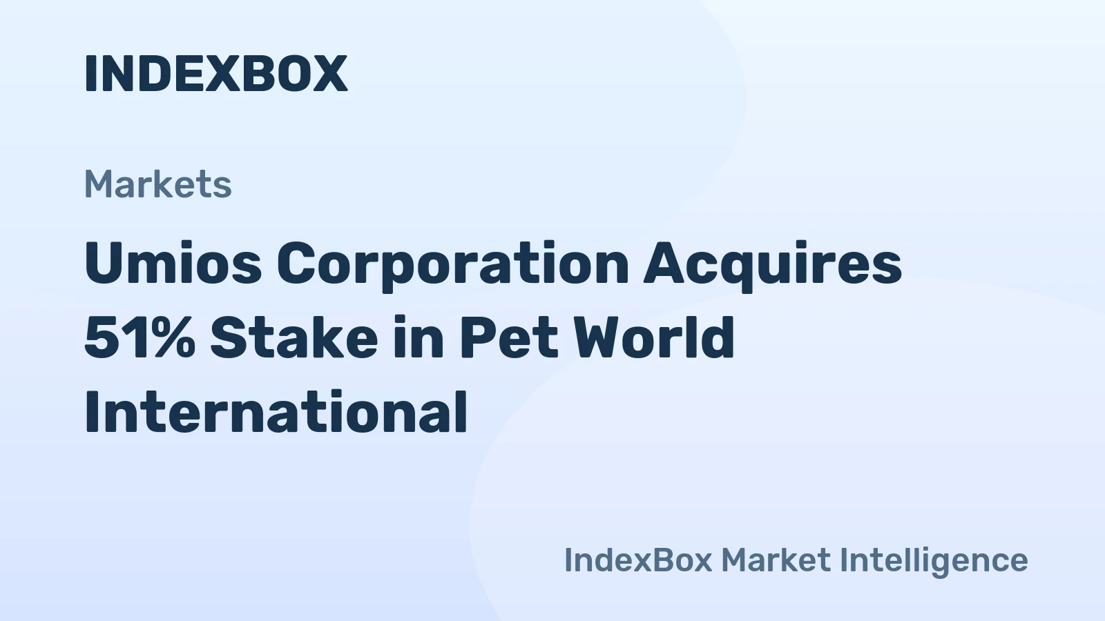 Umios Corporation Acquires 51% Stake in Pet World International