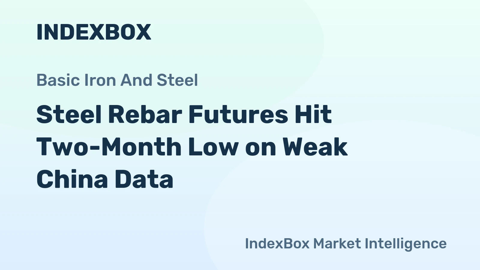 Steel Rebar Futures Hit Two-Month Low on Weak China Data