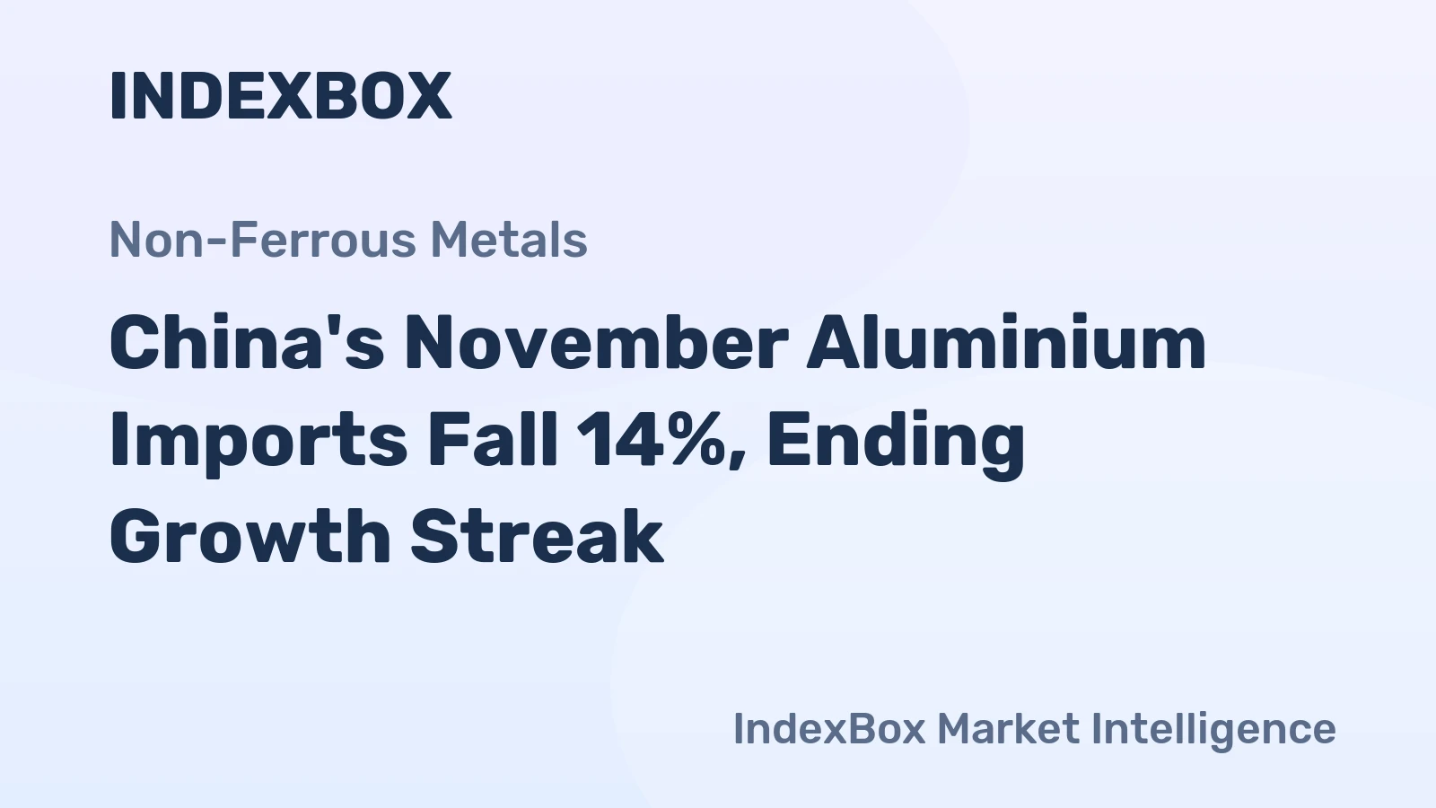 China's November Aluminium Imports Fall 14%, Ending Growth Streak